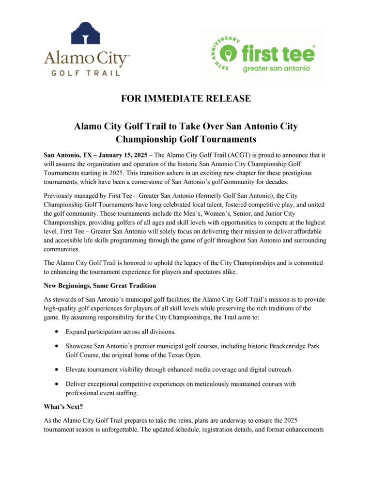Alamo City Golf Trail to Take Over San Antonio City Championship Golf ...